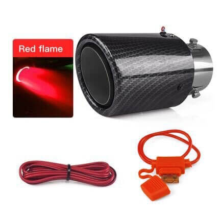 🚗LED Flaming Luminous Universal Car Modified Carbon Fiber Tail pipes💥R ...